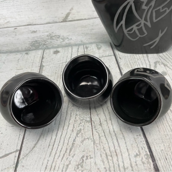 Dining | Native American Art Pottery Decanter Cups Black Etched Design ...